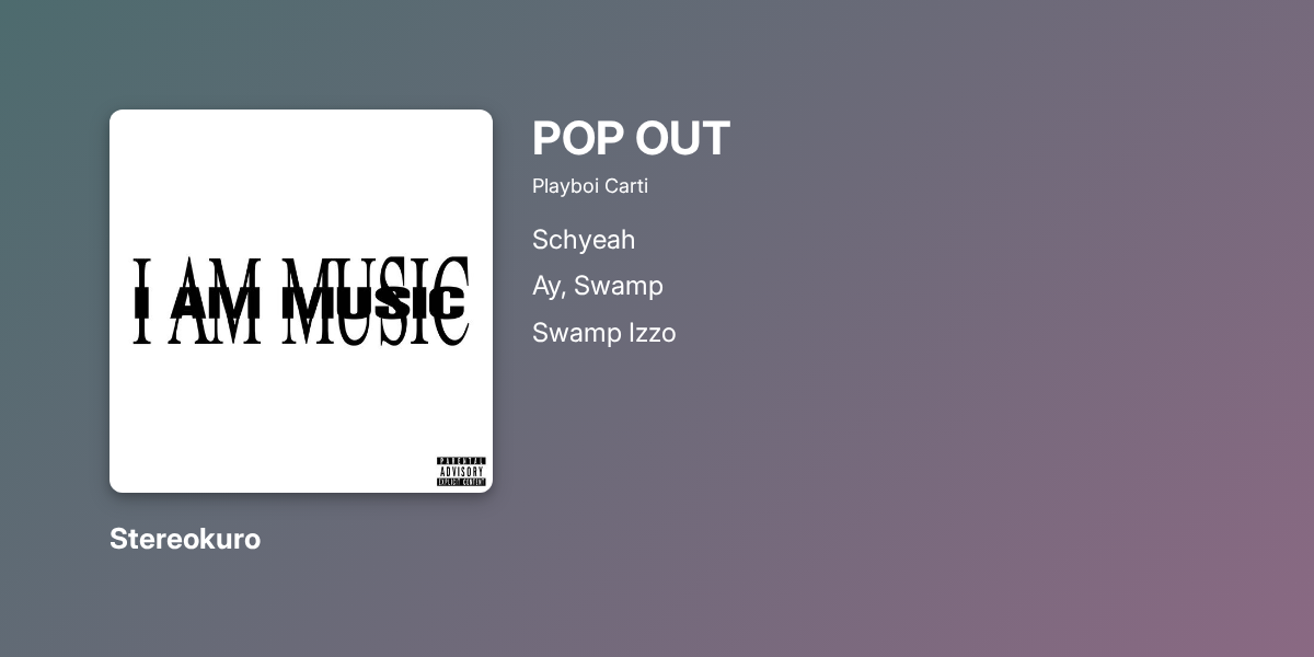 Playboi Carti - POP OUT lyric from MUSIC | Stereokuro