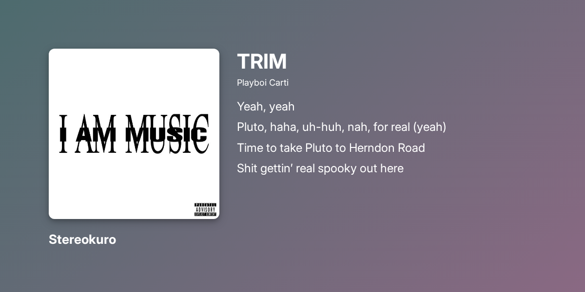 Playboi Carti - TRIM lyric from MUSIC | Stereokuro