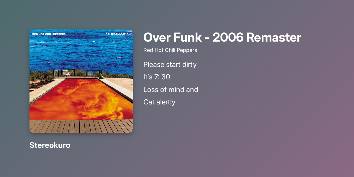 Red Hot Chili Peppers - Over Funk - 2006 Remaster lyric from ...